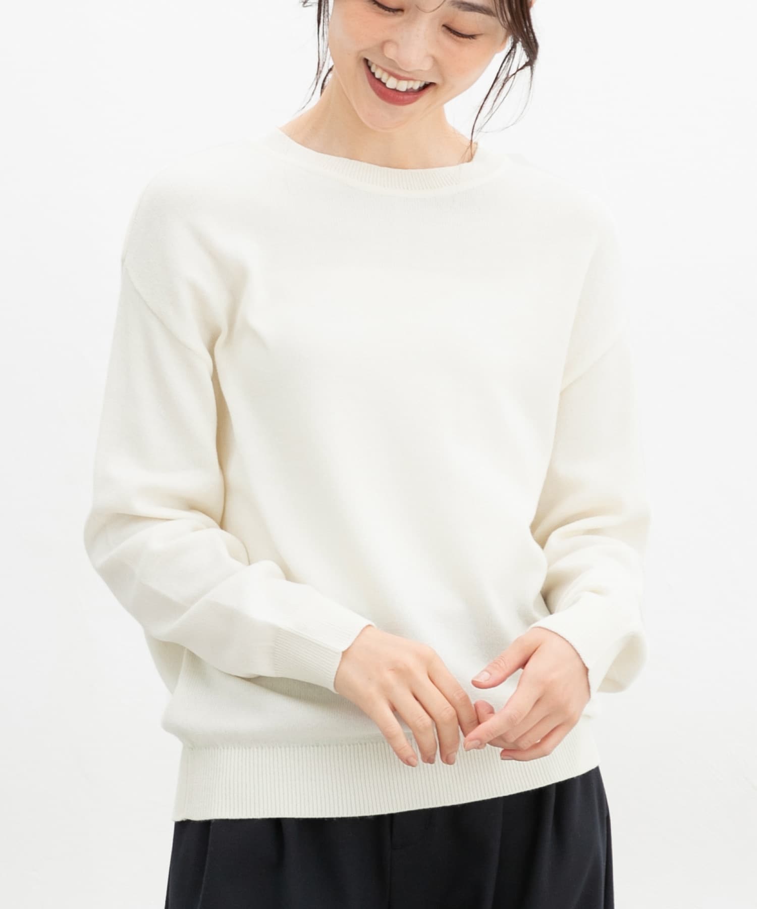 【メール便可】 M〜3L クルーネック カットソー インナー 長袖 レディース 裏起毛 発熱 綿／ 着後レビューでクーポン☆ 暖かい あったか ヒート 防寒 トップス エコロコ e Ms,Ls ...